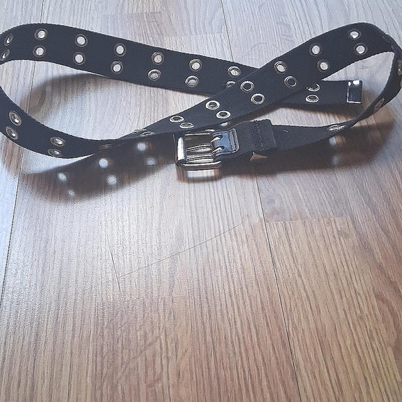 Accessories | Mens Black Web Belt With Silver | Poshmark
